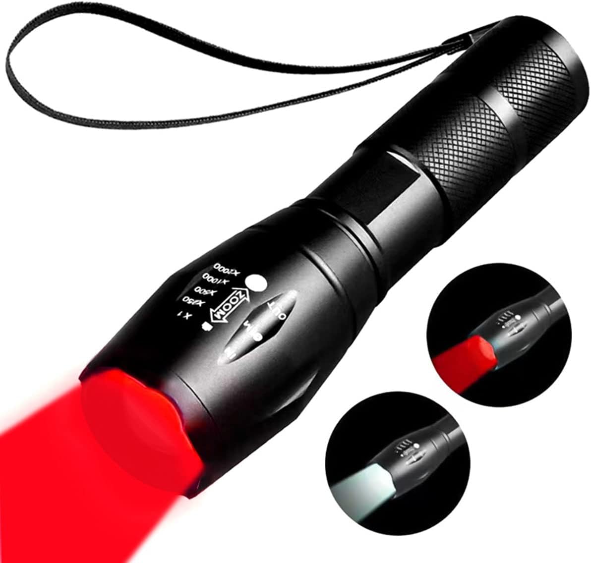 YZYOE Rechargeable Red Light Flashlight，Tactical Flashlights， 2 in 1 ...