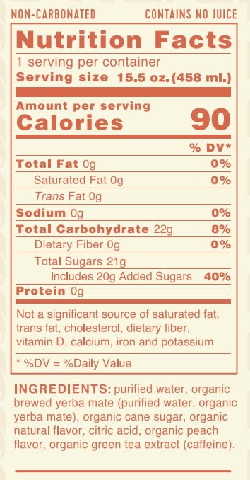 Clean Cause Peach USDA Té orgánico de yerba mate (latas de 15.5 onzas ...