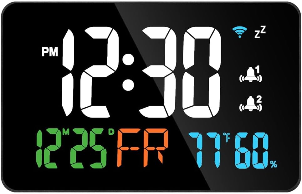 Oiqippnbv WiFi Desktop Clock Calendar Digital LED Display Intelligent ...