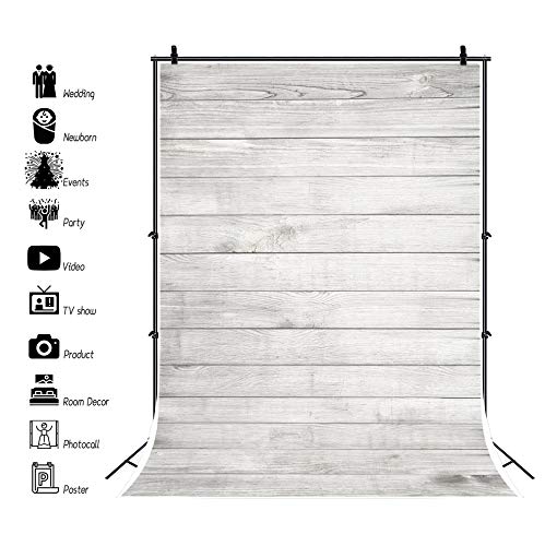 AOFOTO 4x5ft White Wood Backdrop for Photography Grey Wood - Want It All