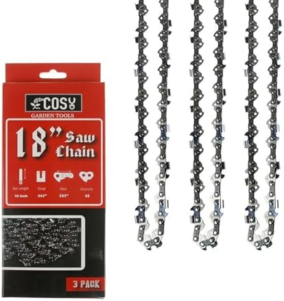 Amazon.com: 3 Pack 18 Inch Chainsaw Chain 68 Drive Links,Low Kickback ...