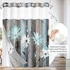 Amazon.com: Nesphy No Hook Rustic Farmhouse Shower Curtain with Snap in Fabric Liner Set, Teal ...