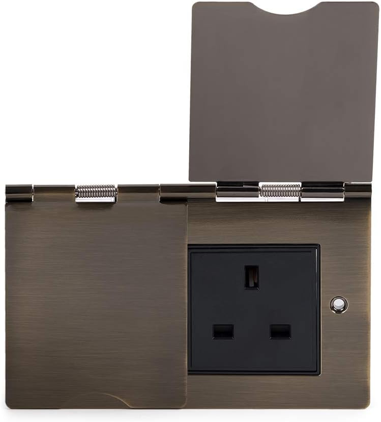 Soho Lighting Antique Brass 13A 2 Gang Euromod Floor Plug Socket Black ...