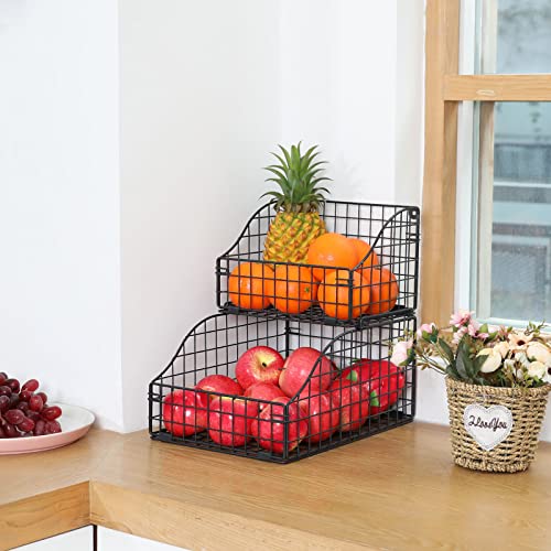 Snapklik.com : Stackable Wire Baskets, 2-Tier Countertop Potato Onion ...