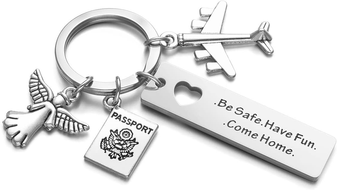 PiercingJak Guardian Angel Travel Keyring Engraved Be Safe Have Fun ...