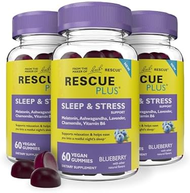Amazon.com: RESCUE Bach Plus Sleep & Stress Support Gummies, Nighttime ...