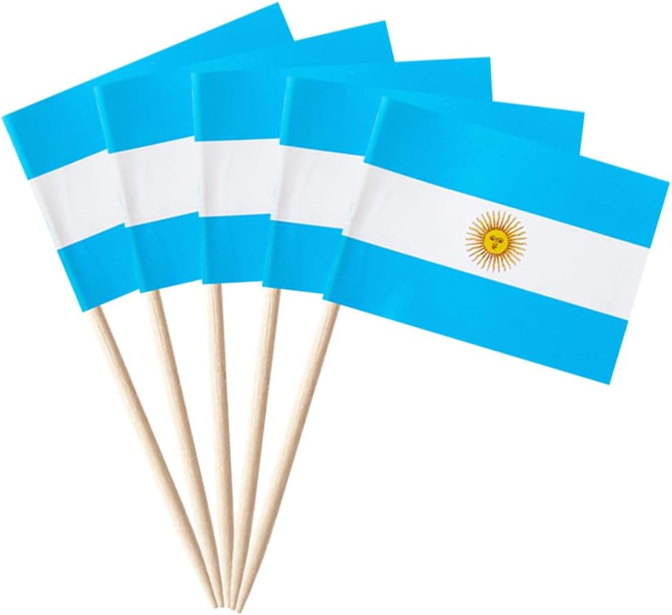 Amazon.com | stidsds 100 Pcs Argentina Flag Argentinian Toothpick Flags ...