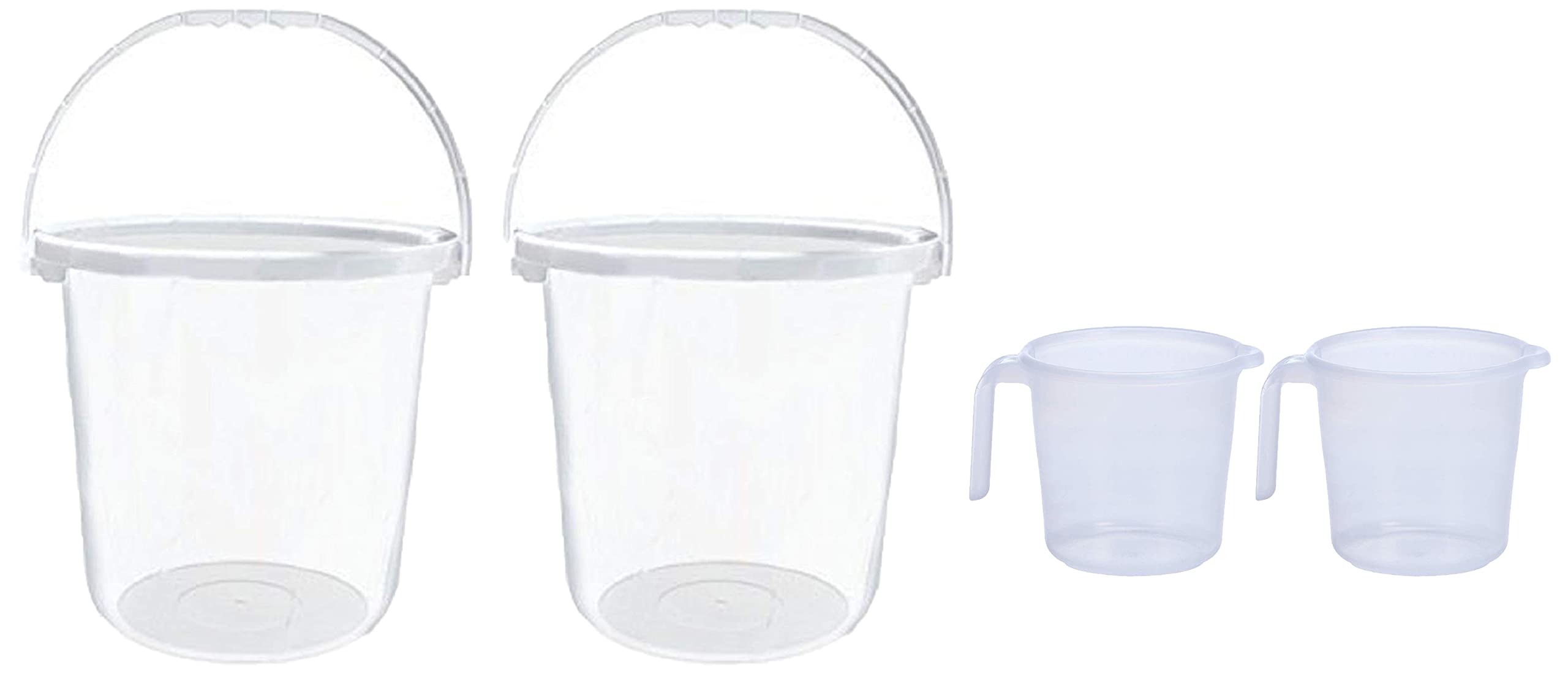 Kuber Industries 2 Piece Plastic Bucket Set, 16 litres, Transparent ...