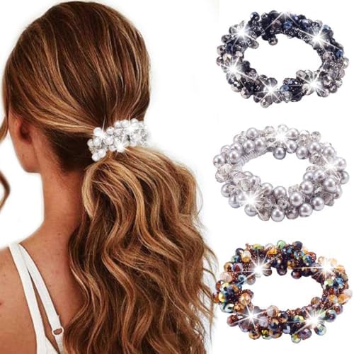 Amazon.com : Nicime 10Pcs Crystal Rhinstone Hair Ties, Crystal Ponytail ...