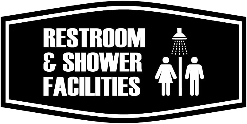 Amazon.com : Fancy Restroom & Shower Facilities Sign (Black) - Large ...