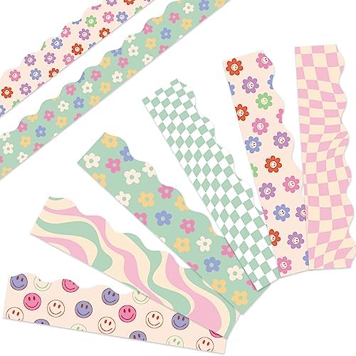 Amazon.com : Whaline 82Ft Retro Groovy 70s Bulletin Board Borders Boho ...