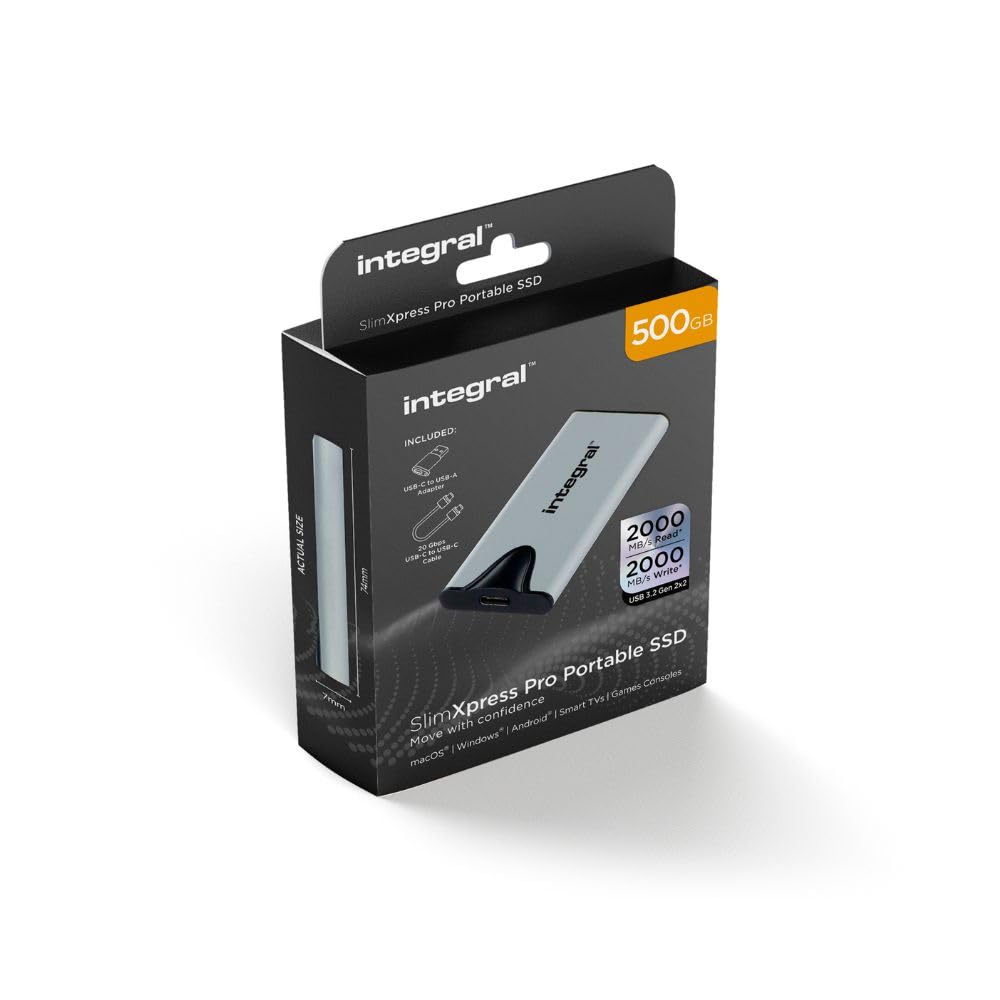 Integral SlimXpress Pro 500GB External SSD: Super-fast 2000MB/s Read ...