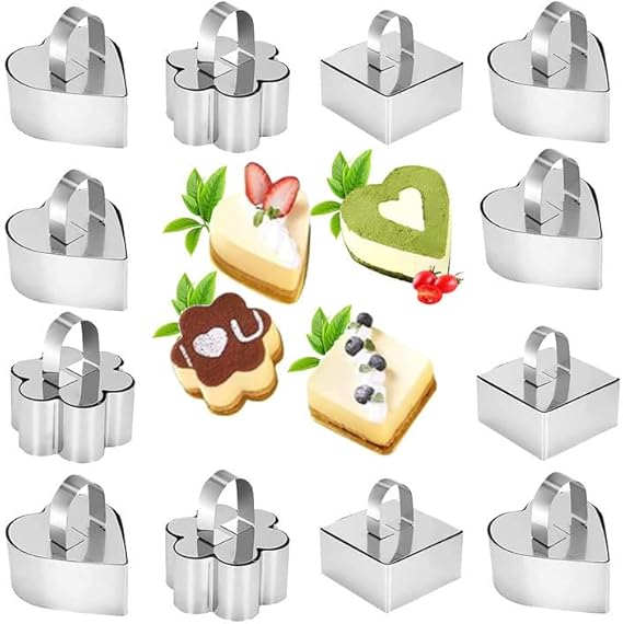 12Pcs Cooking Rings Set, Cake Rings for Baking Stainless Steel Chef ...