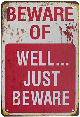Amazon.com : Halloween Metal Signs, Beware of Well Just Beware Metal ...
