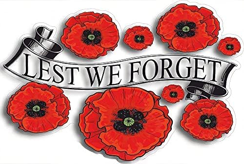 2PCS Lest We Forget Poppy Banner Through The Center Flower Decals Car ...