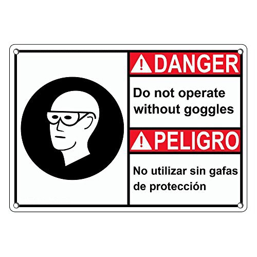 Weatherproof Plastic ANSI Danger Do Not Operate Without Goggles ...