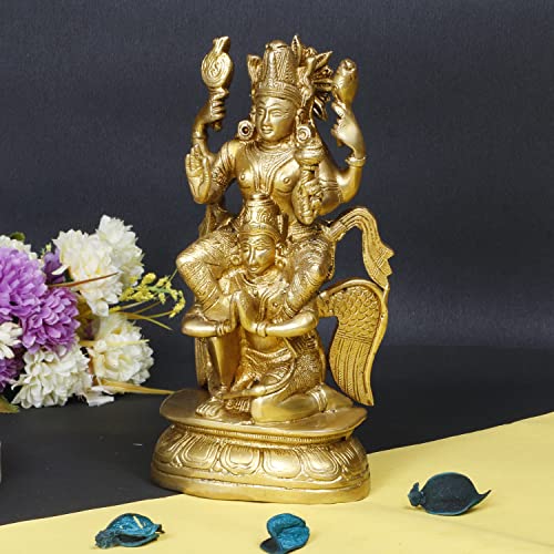 Artvarko Brass Lakshmi Vishnu Riding On Garuda Luxmi Narayan Sculpture ...