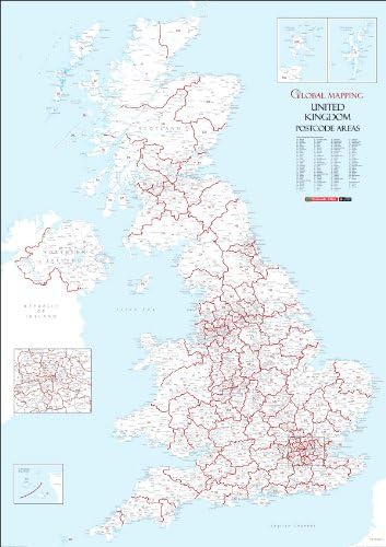 UK White Postcode Areas Medium Wall Map - Paper : Amazon.co.uk ...