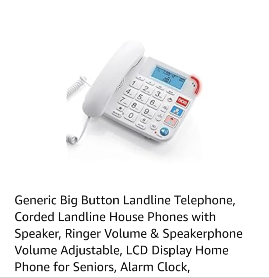 Generic Big Button Landline Telephone, Corded Landline House Phones ...