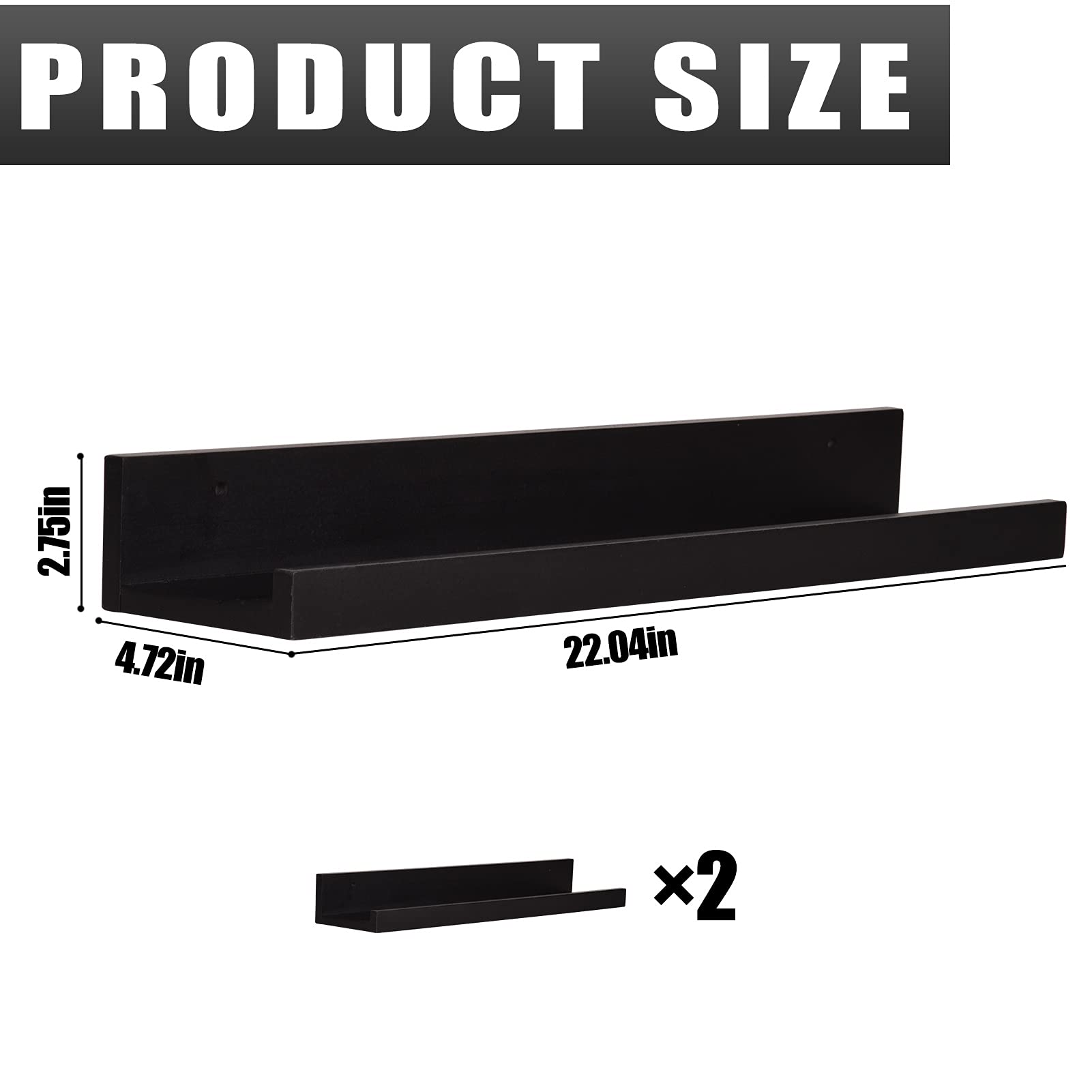 Floating Wall Mounted Shelves Black Display Shelves with Ledge Shelf ...