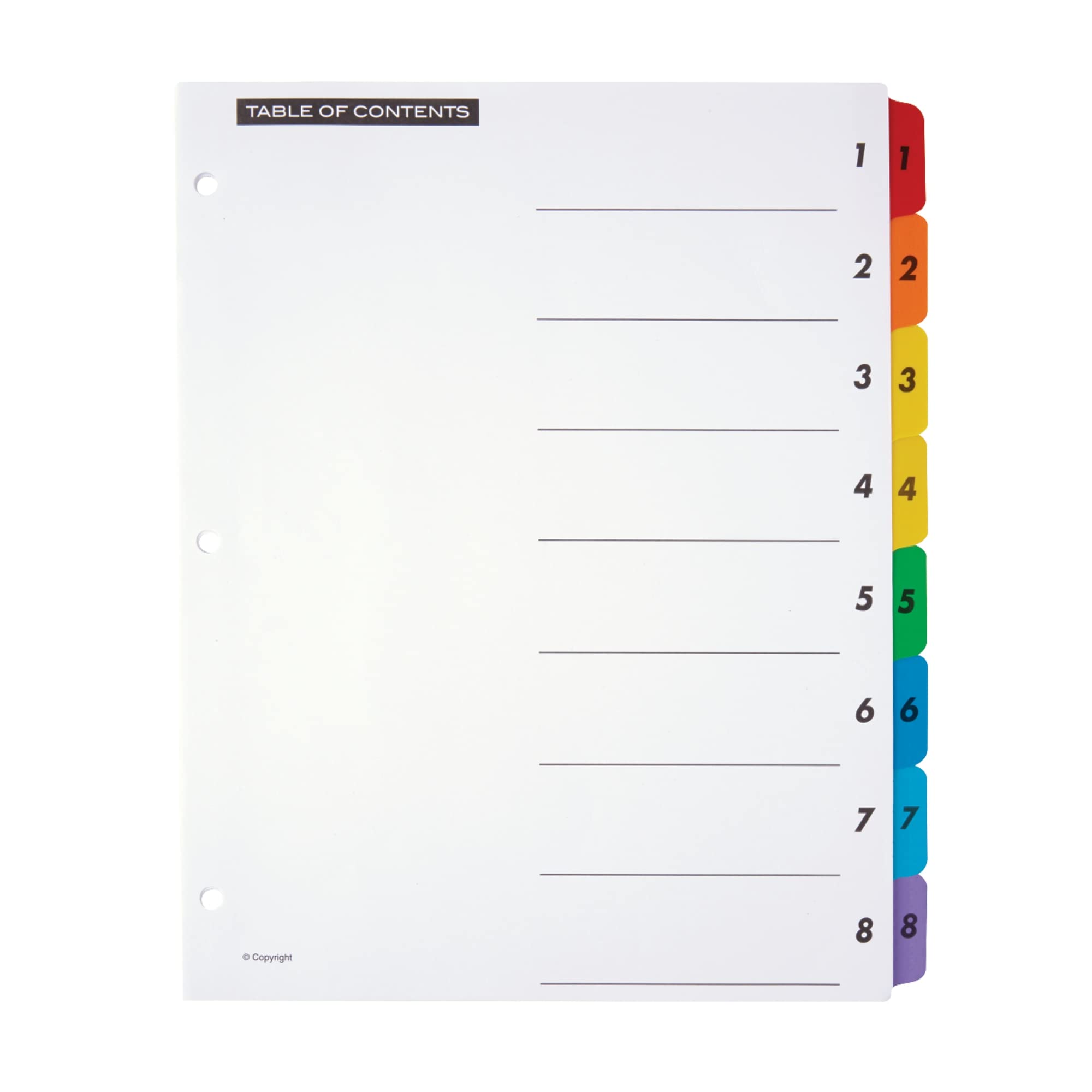 Blank Table Of Contents Template
