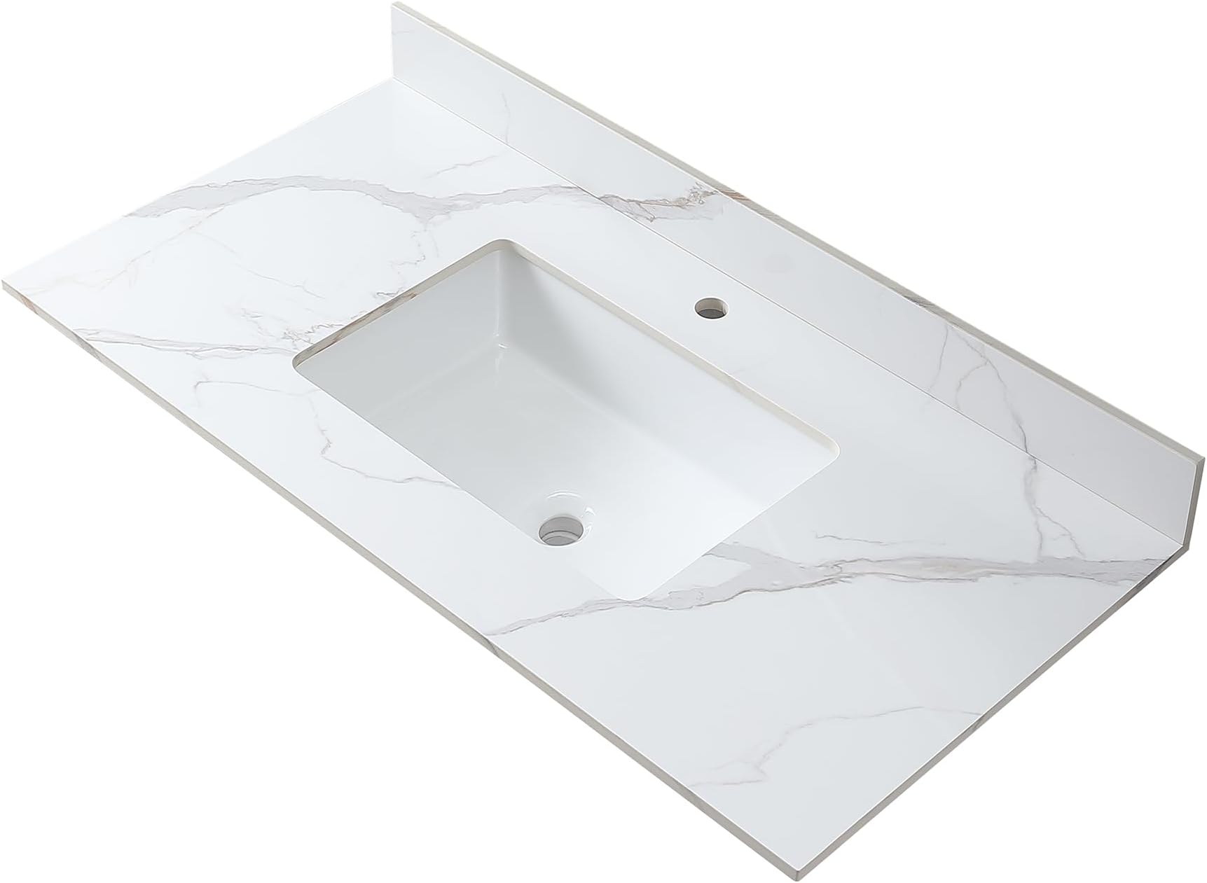 Wohh Marble Vanity Top, Bathroom Sink Countertop with Single Hole ...