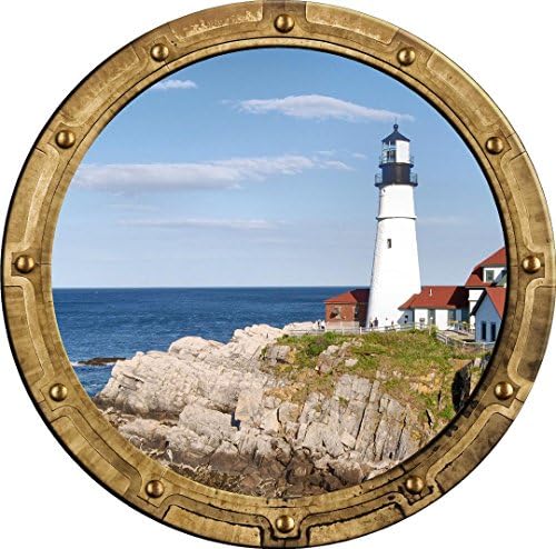 Amazon.com: 12 inch Port Scape Lighthouse 2 Rustic Porthole Window Wall ...