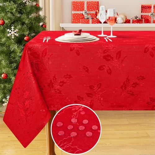 Amazon.com: Smiry Christmas Red Tablecloth 60x102 Inch, Waterproof ...