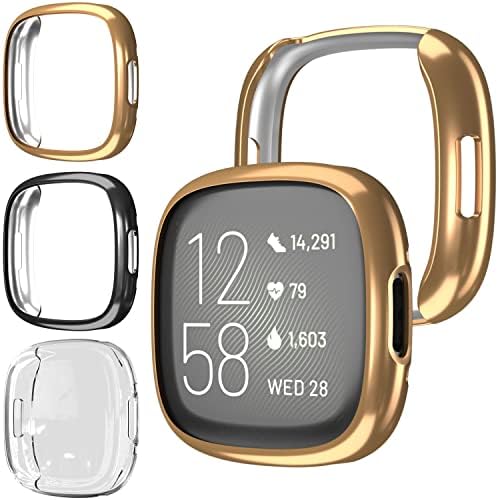 Amazon.com: Compatible with Fitbit Versa 4 Case Cover Screen Protector ...