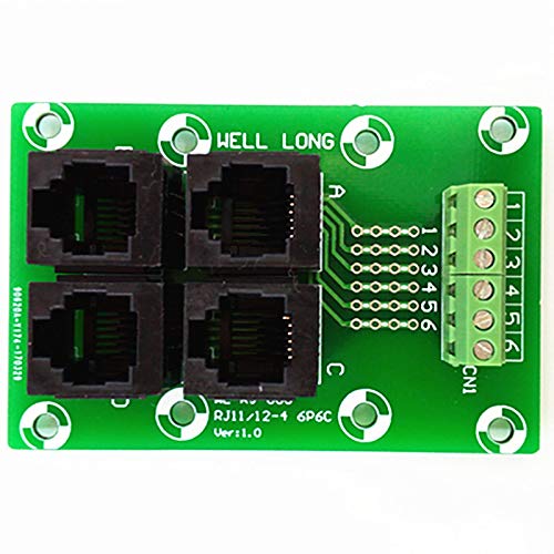 Isali Terminal Blocks - RJ11/RJ12 6P6C Jack 4-Way Buss Breakout Board ...