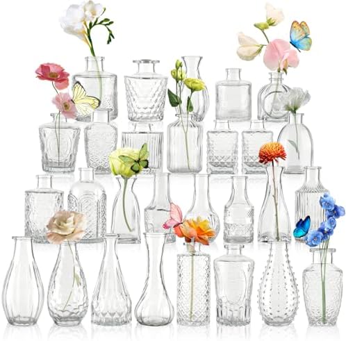 Amazon.com: Glass Bud Vases in Bulk, Set of 24 Clear Bud Vases for ...