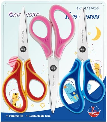 7" Student Scissors Set of 3-pack,Children Scissors, Pointed Tip Blades ...