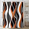 Amazon.com: Subwest Geometric Orange Shower Curtain Set with Rugs Black ...
