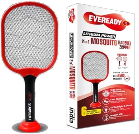 EVEREADY GIVE ME RED 2in1 Mosquito Racquet | Lithium Powered| 1200MAh ...