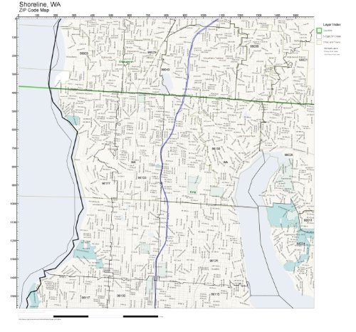 Amazon.com : ZIP Code Wall Map of Shoreline, WA ZIP Code Map Not ...