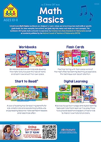 Snapklik.com : School Zone - Math Basics 5 Workbook - 64 Pages, Ages 10 ...