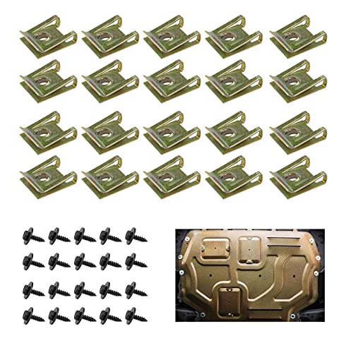 20 Pcs U-Clip, Screw and Nut Clip Kit, with 20 Pcs Screws, Fixed Auto ...