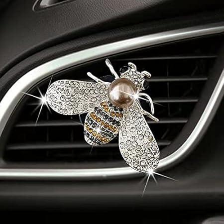 Amazon.com: Bling Bee Flower Air Vent Clips, Crystal Bee Daisy Car Air ...