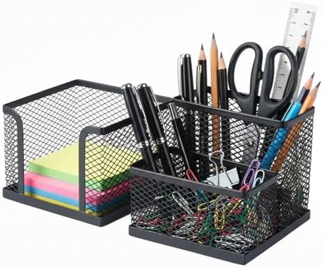 Amazon.com : Qinpufu Pencil Holder for Desk, Dual-Compartment Mesh Desk ...