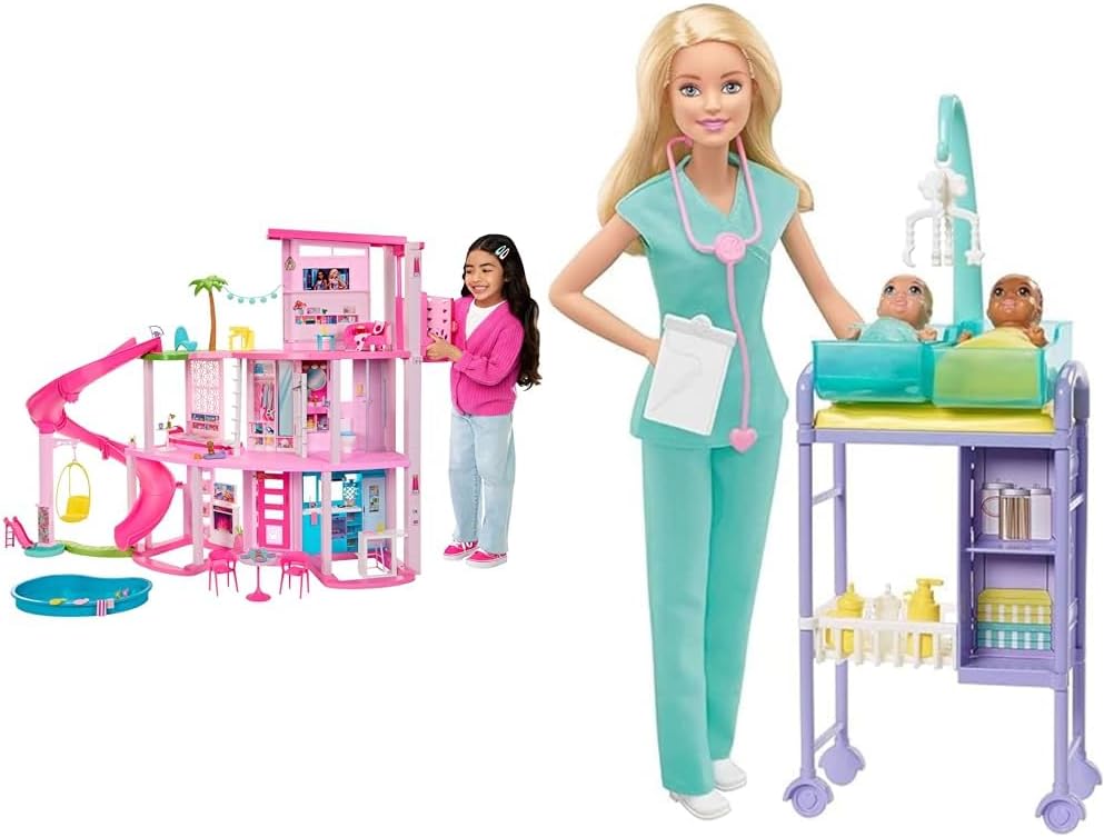 Barbie Dreamhouse, 3-Storey Barbie House with 10 Play Areas Including ...