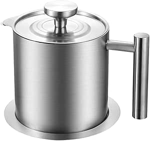 Amazon.com: Fine Mesh Oil Strainer Pot 1200ml/1800ml Grease Stainless Steel Oil Storage Can ...