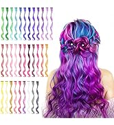 Amazon.com : 32 PCS Clip in Colored Hair Extensions for Kids, 20 Inches ...