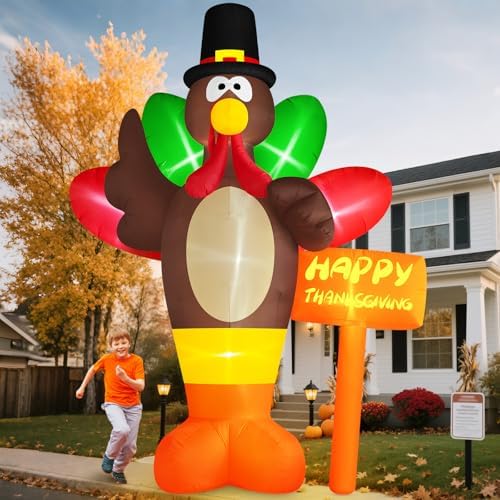Amazon.com: Danxilu 10 FT Giant Thanksgiving Inflatables Turkey Outdoor ...