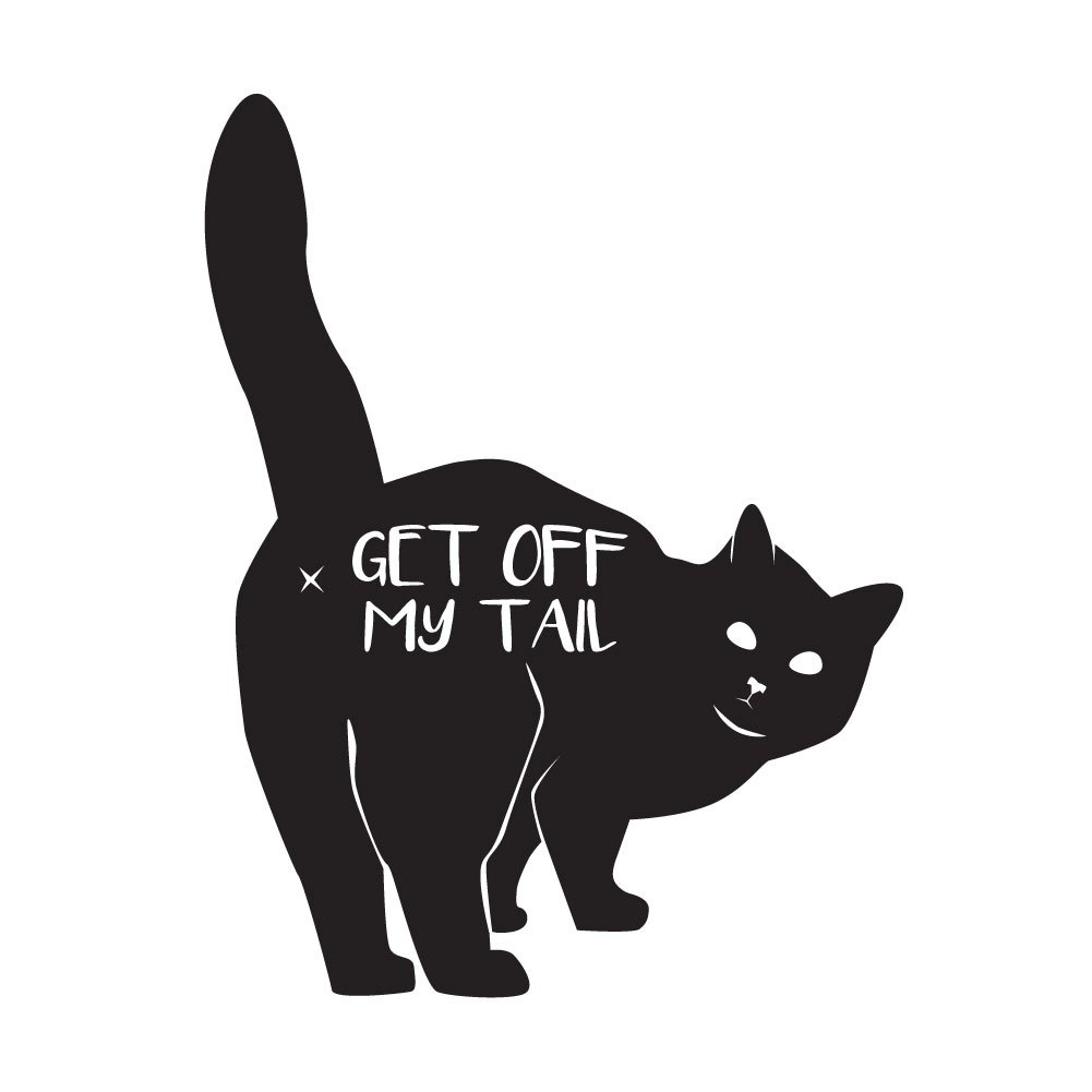 Amazon.com: Dark Spark Decals Get Off My Tail Cat Butt - Black 6 inch ...