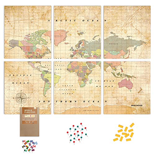 Push Pin Travel Map Kit Includes: Cork World Travel Map, World - Want ...