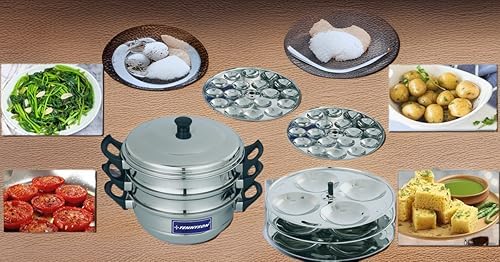 TENNYSON Multi Purpose Steamer 3 Tier with IDLI and Mini IDLI Plates ...