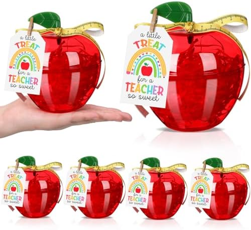 Amazon.com: Mimorou 6 Sets Plastic Apple Containers for Teachers Red ...