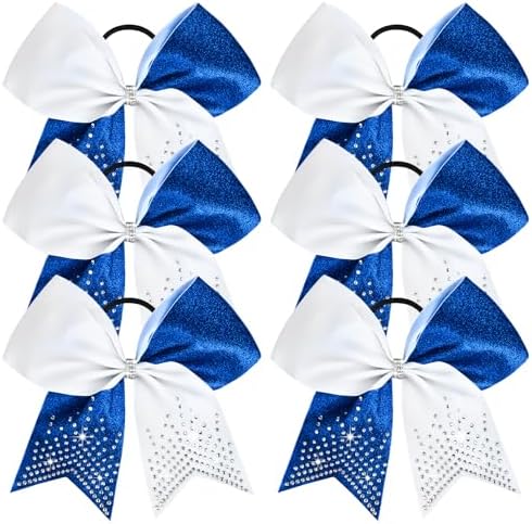 Amazon.com : 6PCS Glitter Cheer Bow Large Cheer Bows Rhinestones Hair ...