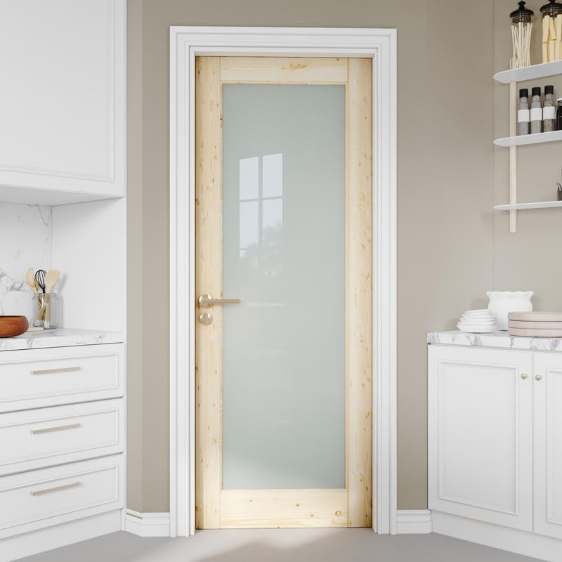 Amazon.com: Slab Door 30" x 80" Tempered Frosted Glass Interior Doors ...