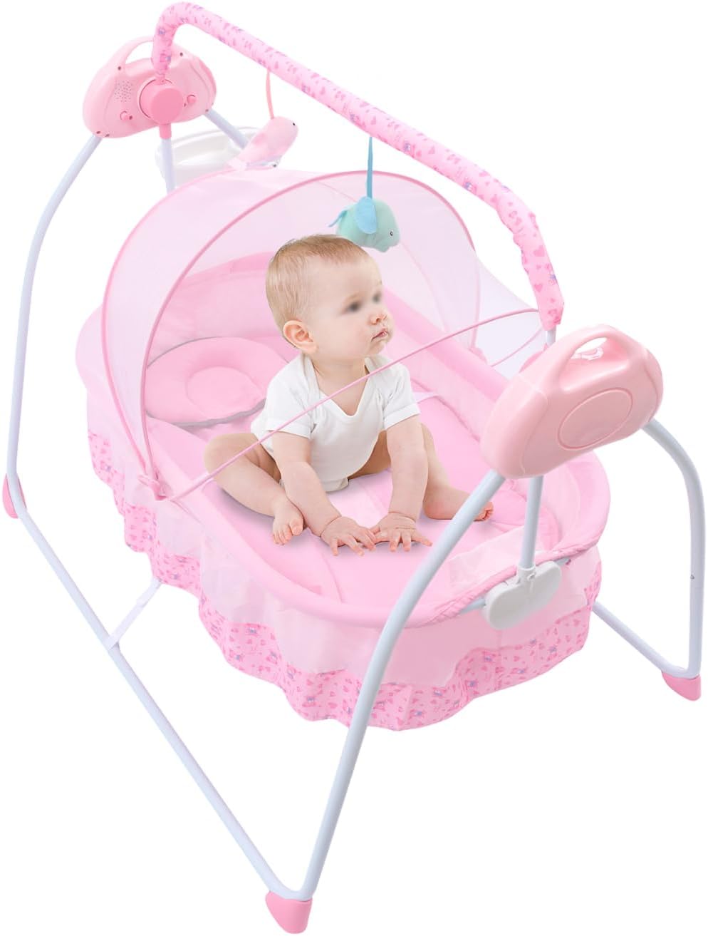 Portable Baby Swing Cradle with Adjustable Amplitude (5 Gears), Remote ...